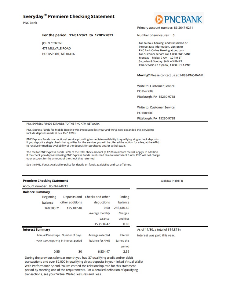 PNC Template (100% Free) - BankStatements.net