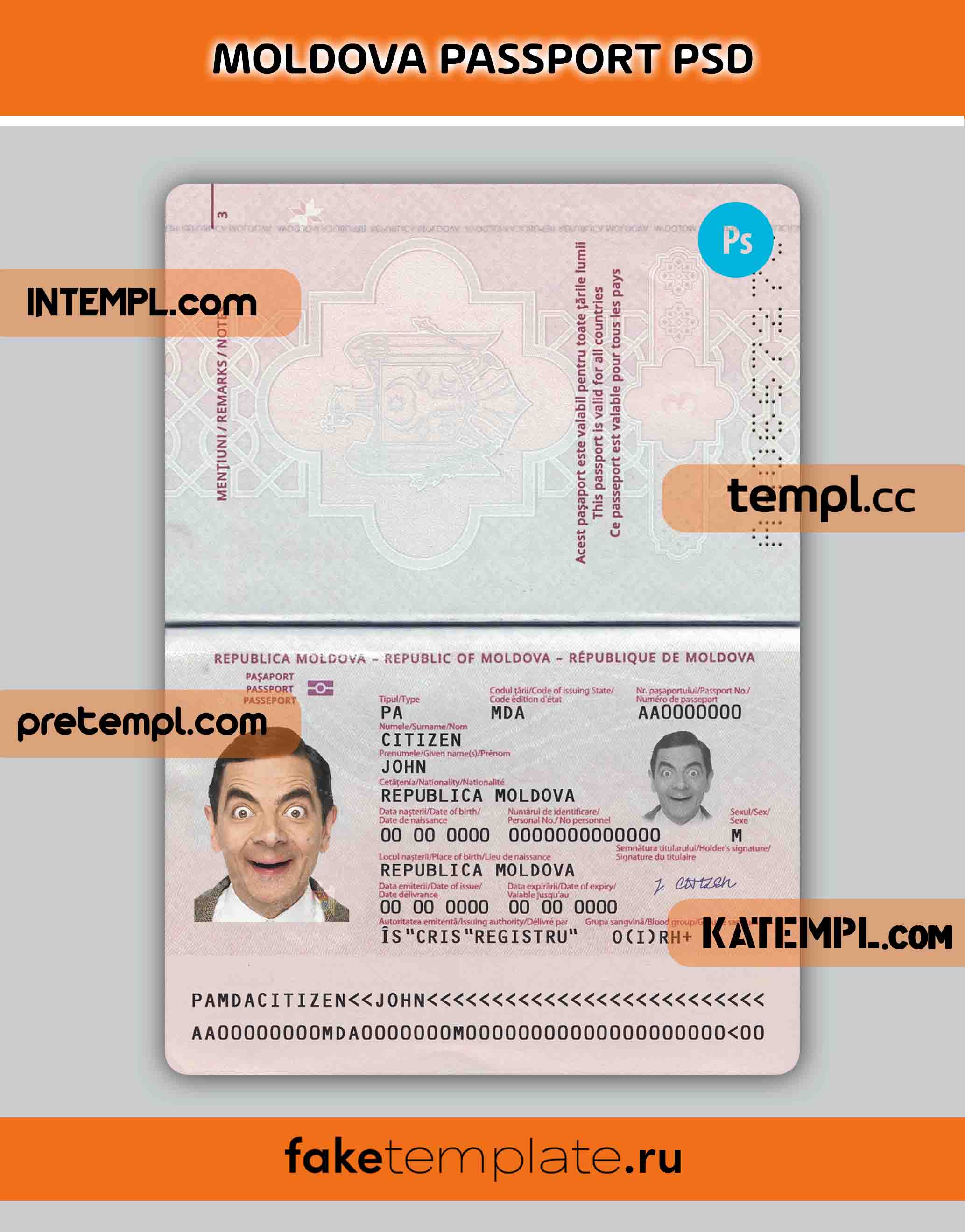 passport photoshop file, passport psd, passport template download